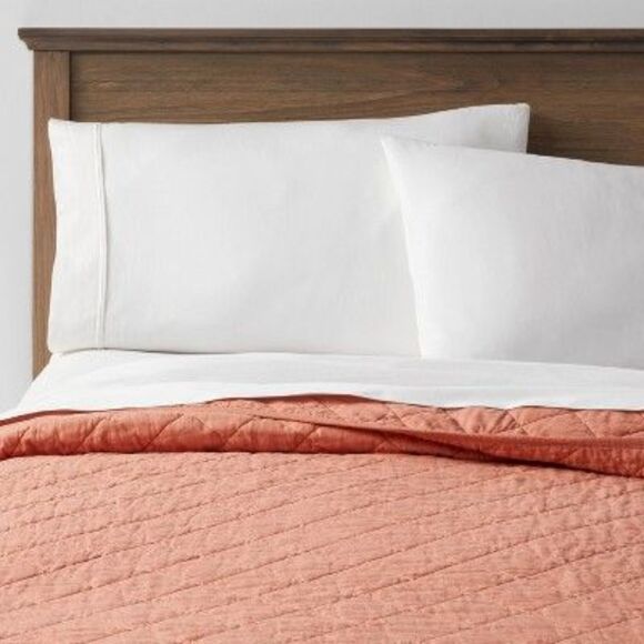 Threshold | Bedding | Threshold King Diamond Stitch Cotton Linen Quilt ...